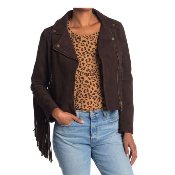 Frye | Jackets & Coats | Nwt Frye Suede Fringe Biker Jacket | Poshmark